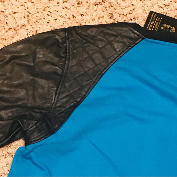 smoke rise ny | Shirts | Mens Faux Leather Sleeve Sweatshirt | Poshmark